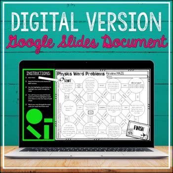 Physics Word Problem Review Maze Print Digital For Distance Learning