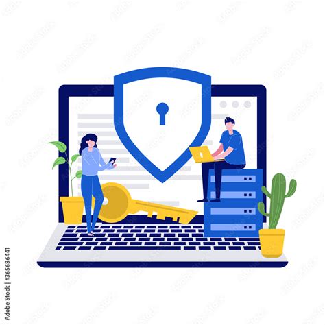 Cyber Security Vector Illustration Concept With Characters Data Security Protected Access