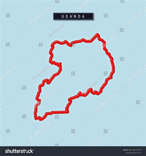 Uganda Bold Outline Map Glossy Red Stock Vector Royalty Free Shutterstock
