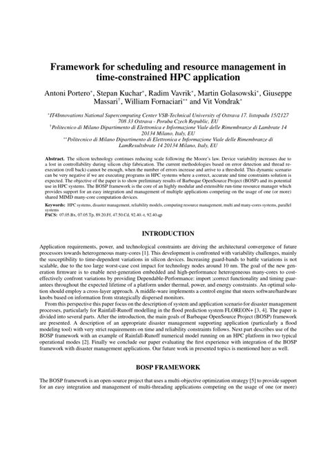Pdf Framework For Scheduling And Resource Management In Time