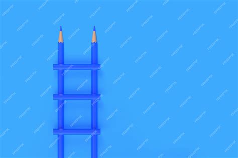 Premium Photo Staircase Pencils On Blue Pastel Background With Copy Space Creative Idea