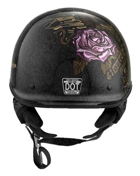 Harley Davidson® Womens Skull And Roses J02 Half Helmet Gloss Black
