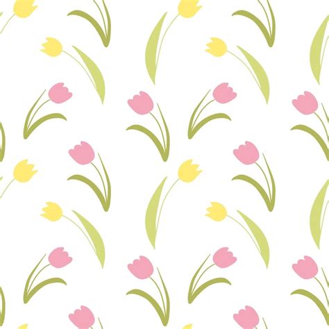 Premium Vector Tulips Vector Seamless Pattern Hand Drawn Doodle