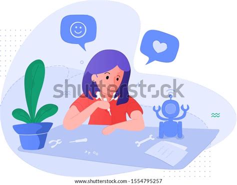 Girl Study Making Robot Class Illustrasion Stock Illustration Shutterstock
