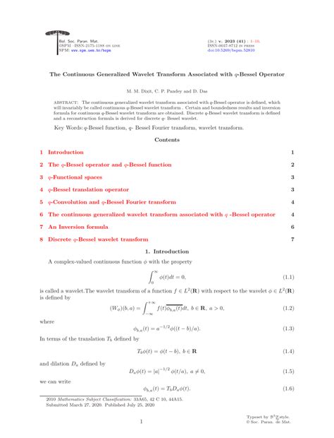 pdf the continuous generalized wavelet transform associated with q