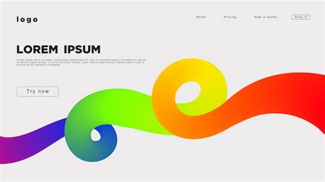 Premium Vector A Stylish Concise Web Page Interface With A Rainbow 3d Element
