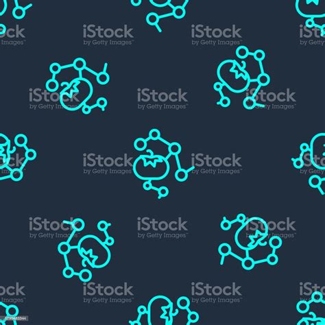 녹색 라인 유전자 변형 식품 아이콘 은 파란색 배경에 원활한 패턴을 분리 Gmo 과일 벡터 0명에 대한 스톡 벡터 아트 및 기타 이미지 Istock