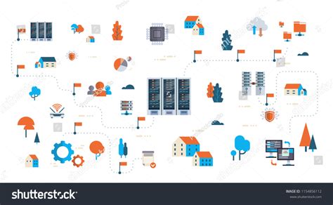 Data Network Flowchart Server Map Isometric Stock Vector Royalty Free