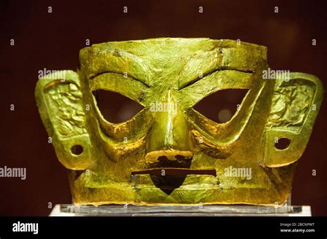 A 3000 Year Old Gold Mask From The Shu Kingdom Displayed At The Jinsha