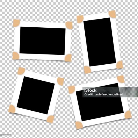 접착제 테이프가있는 빈 사진 프레임 세트 앨범 카드 스크랩북 벡터입니다 사진 프레임 디자인입니다 이미지 빈 빈 용지입니다 흰색 배경 벡터 사진 0명에 대한 스톡 벡터 아트