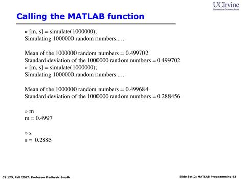 PPT Lecture 2 Programming In MATLAB CS 175 Project In AI Fall 2007