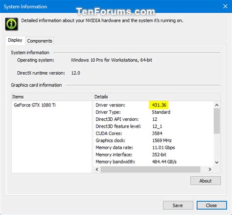 Determine Nvidia Graphics Display Driver Version Installed In Windows