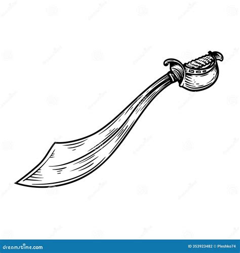 Vintage Sword Hand Drawn Sketch Vector Illustration Antique