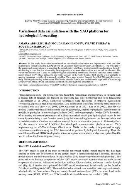 Pdf Variational Data Assimilation With The Yao Platform For Hydrological Forecasting