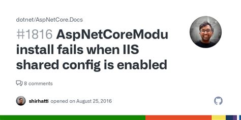 Aspnetcoremodule Install Fails When Iis Shared Config Is Enabled