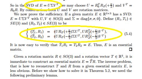 C Correct Way To Extract Translation From Essential Matrix Through