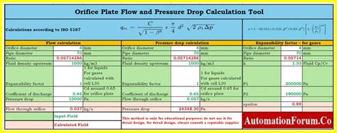 Orifice Excel 5 Instrumentation And Control Engineering