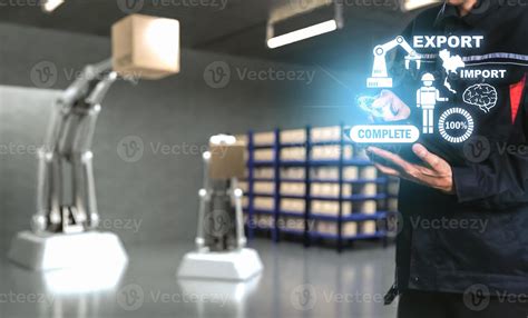 Asian Man Engineer Hold Smartphone Touch Touching Ui Screen Interface For Manufacturing Industry