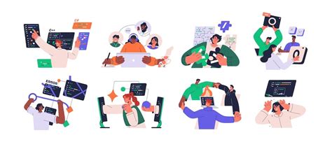 Premium Vector Coders Software Engineers Set Information Technology Backend Program