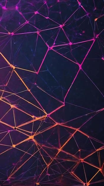 Premium Photo Abstract Background Of Dots And Lines Triangular Cells Connecting Tech Cyberpunk