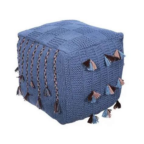 Floor Pouf Wool Knitted Square Pouf Wholesaler Distributor From Jaipur