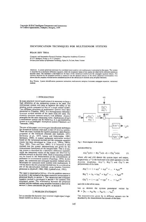 Pdf Identification Techniques For Multisensor Systems