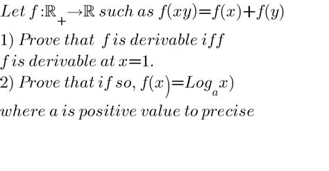 Let F R R Such As F Xy F X F Y 1 Prove That F Is Derivable Iff F Is