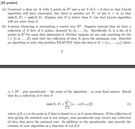 Solved A Construct A Data Set X With 5 Points In R2 And A