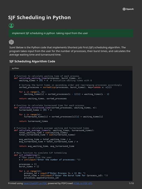 Sjf Scheduling In Python Pdf Scheduling Computing Applied