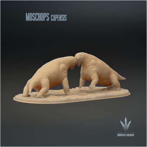 3d Printable Moschops Capensis Fighting By Miniature Museum
