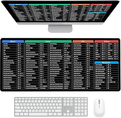 Lotvic Excel Shortcuts Mouse Mat X Cm Excel Cheat Sheet Desk Mat Multifunctional Large