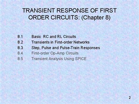 First Order Transient Analysis Amplifier