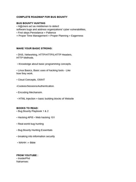 Complete Roadmap For Bug Bounty Pdf