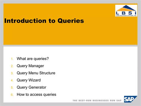 Sap Business One Queries Introduction Ppt