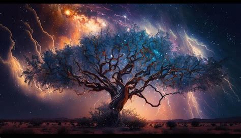 Premium AI Image Tree Lightning Storm Fantasy Ai Generate
