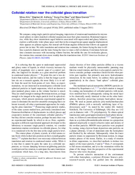 Pdf Colloidal Rotation Near The Colloidal Glass Transition