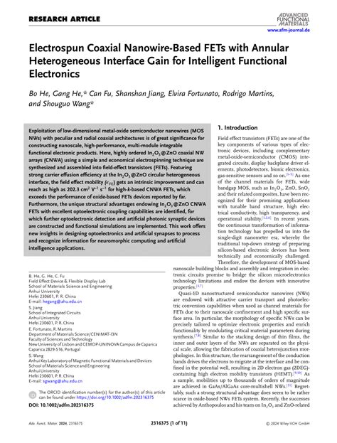 Electrospun Coaxial NanowireBased FETs With Annular Heterogeneous