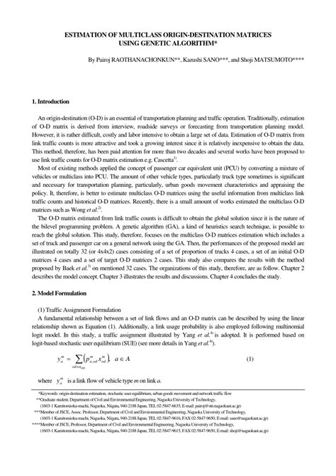 Pdf Estimation Of Multiclass Origin Destination Matrices Using