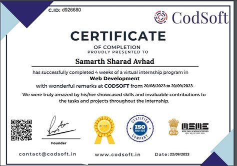 Samarth Avhad On Linkedin Thankyoucodsoft Internshipcompletion