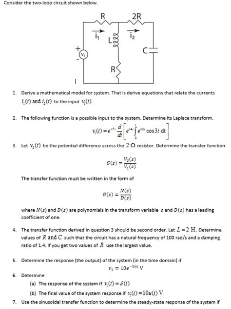 solved consider the two loop circuit shown below derive a