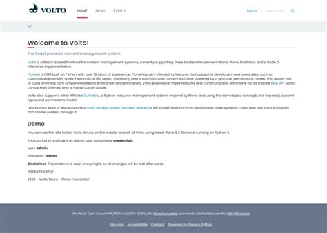 Exploring New Plone Frontend ‚volto‘ Homepage Von Andreas Mantke