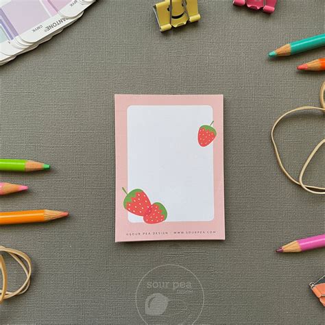 Mini Notepad Strawberry Notepad Colorful Stationary Cute Etsy