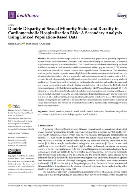 Pdf Double Disparity Of Sexual Minority Status And Rurality In
