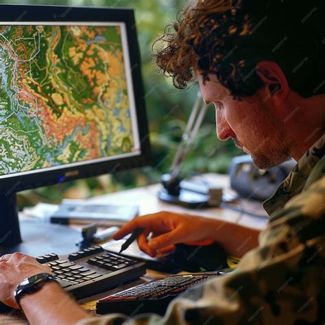 A Closeup Of A Researcher Using Remote Sensing Data For Ecological Modeling Premium Ai