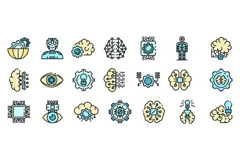 artificial intelligence icons set vector graphic by ylivdesign