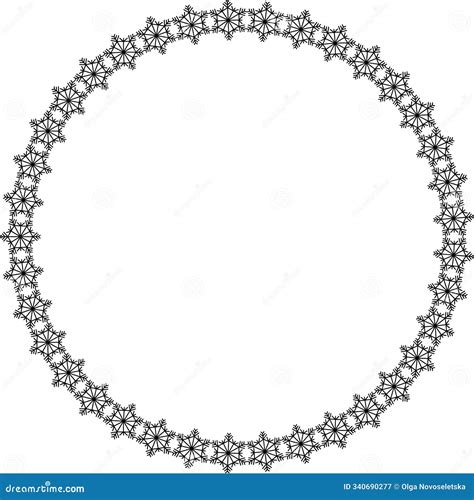 Snowflake Circle Frame Winter Snowflake Round Border Vector Illustration