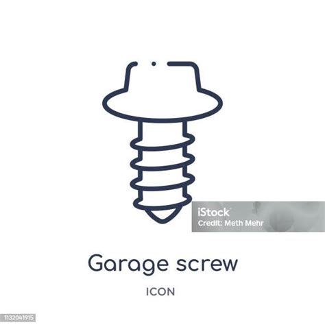 건설 도구 개요 컬렉션에서 선형 차고 스크류 아이콘 얇은 라인 차고 나사 벡터 흰색 배경에 고립 차고 나사 유행 그림 기계공에 대한 스톡 벡터 아트 및 기타 이미지 Istock