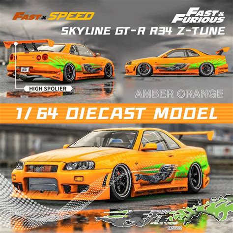 Gtr R34 Naranja Skala 164 Modell Nissan Skyline Gt R R34 Z Tune