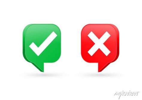 3d Check Mark Icon Button In Speech Bubble Correct And Incorrect • Wall Stickers Speech Bubble