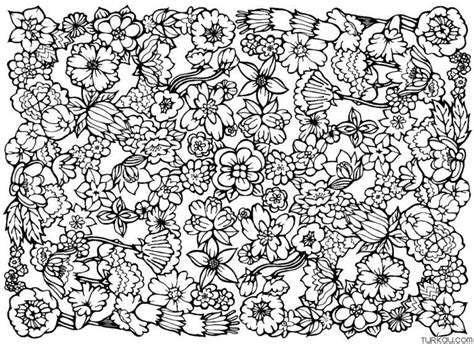 Hard Flowers Pattern Coloring Page Turkau